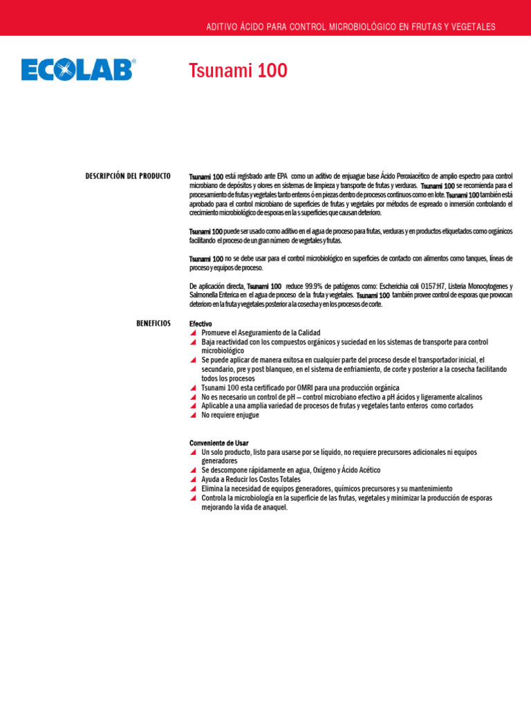 Tsunami 100 Ficha Tecnica | PDF | Vegetales | Fruta