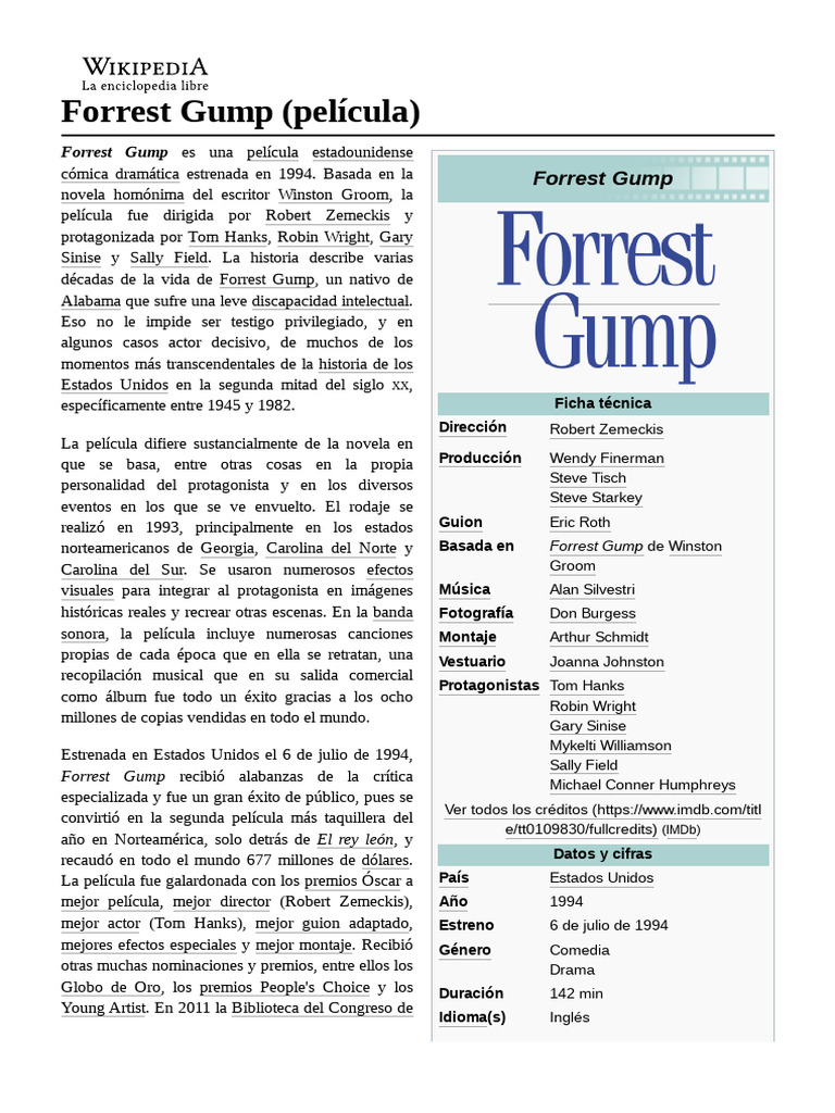 Forrest Gump (Película) | PDF