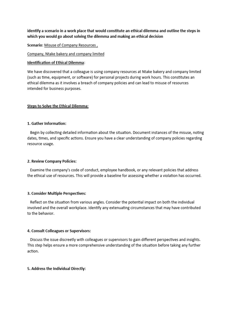 ETHICAL DILEMMA-1 | PDF | Policy | Business