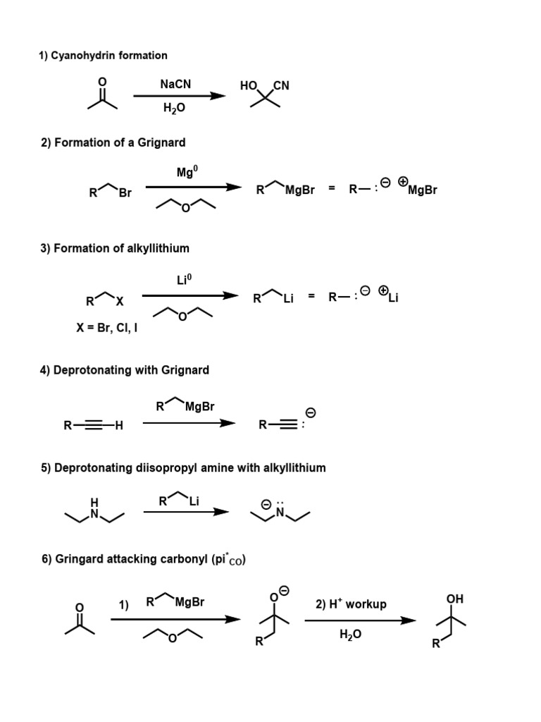 Orgo Reactions | PDF | Alkene | Aldehyde