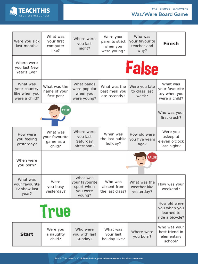 Was - Were Board Game | PDF | Learning