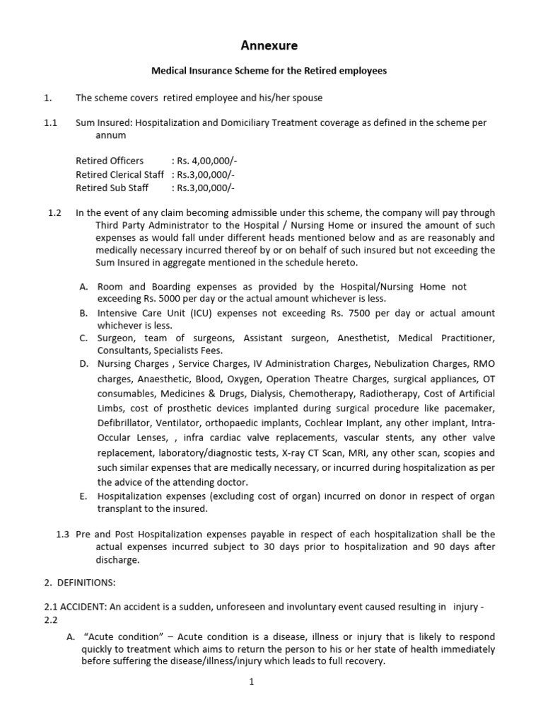 Medical Insurance Scheme Details | PDF | Hospital | Medicine