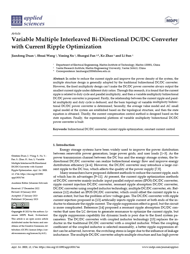 Variable Multiple Interleaved Bi-Directional DCDC | PDF | Direct Current | Inductor