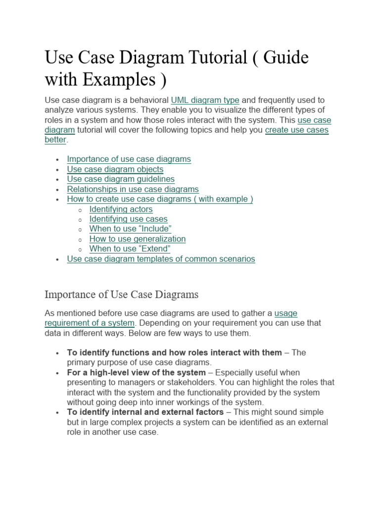 Use Case Diagram Tutorial (Guide With Examples) | PDF | Use Case | Computing