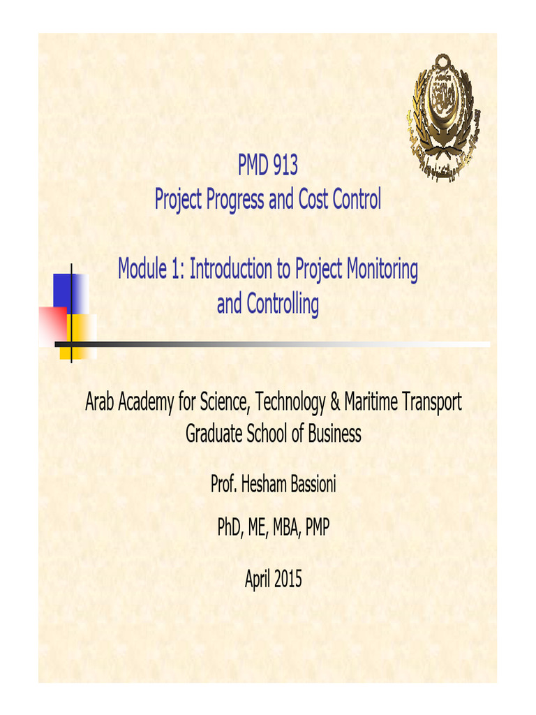 PMD 913 - Module 1 - Introduction To Project Monitoring & Contr | PDF | Project Management ...