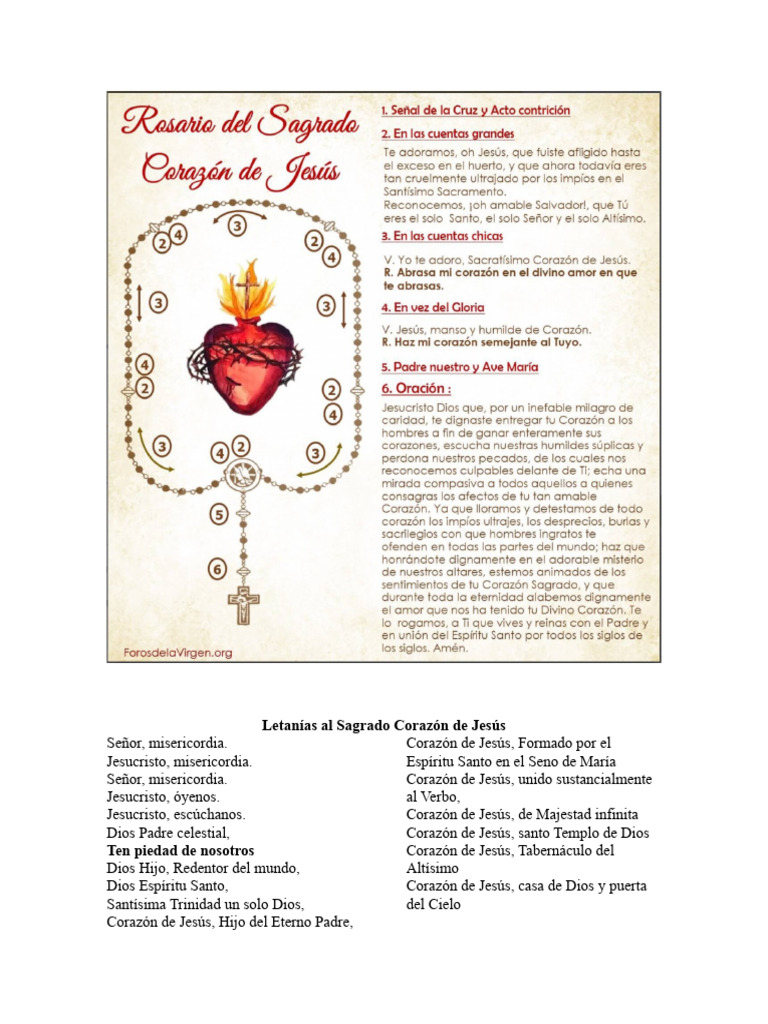 Rosario Al Sagrado Corazón de Jesús | PDF | Pecado | Jesús