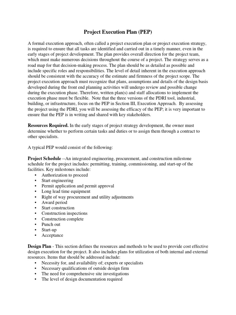 Project Execution Plan Pdf Procurement Business