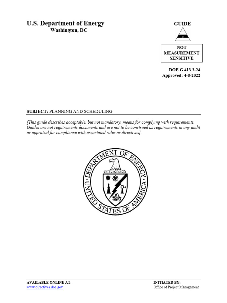 DOE G 413.3-24 Planning and Scheduling | PDF | Project Management ...