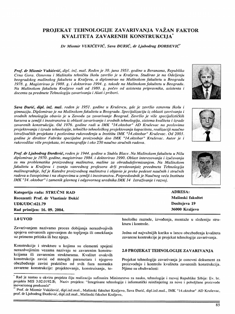 Projekat Tehnologije Zavarivanja | PDF