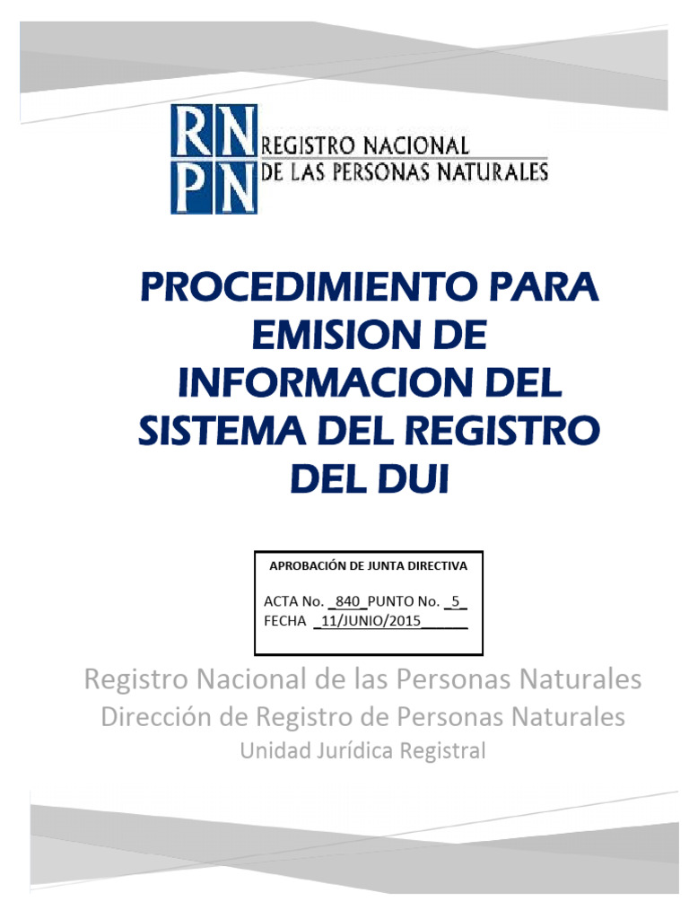 02 Procedimiento para Emisión de Información Del Sistema Del Registro ...