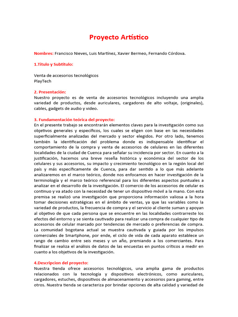 Venta de Accesorios Tecnológicos PlayTech | PDF | Teléfonos móviles