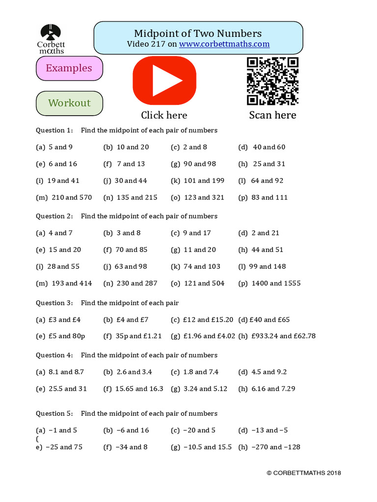 Math Midpoint Exercises | PDF