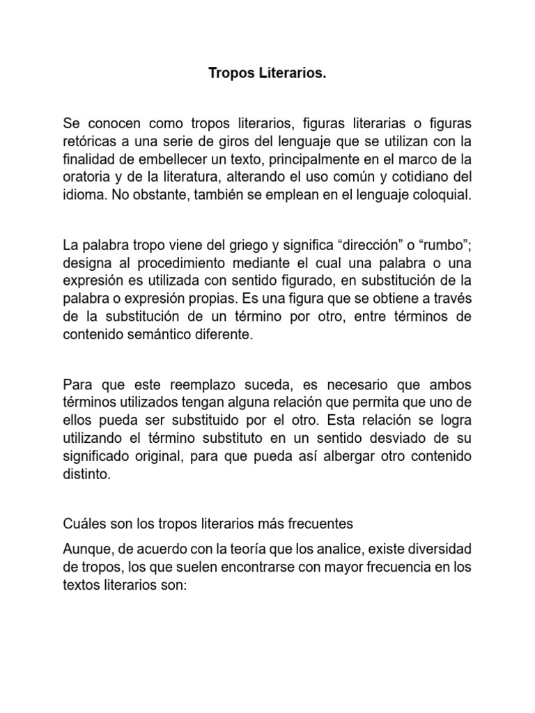 Tropos Literarios | PDF | Técnicas Retóricas