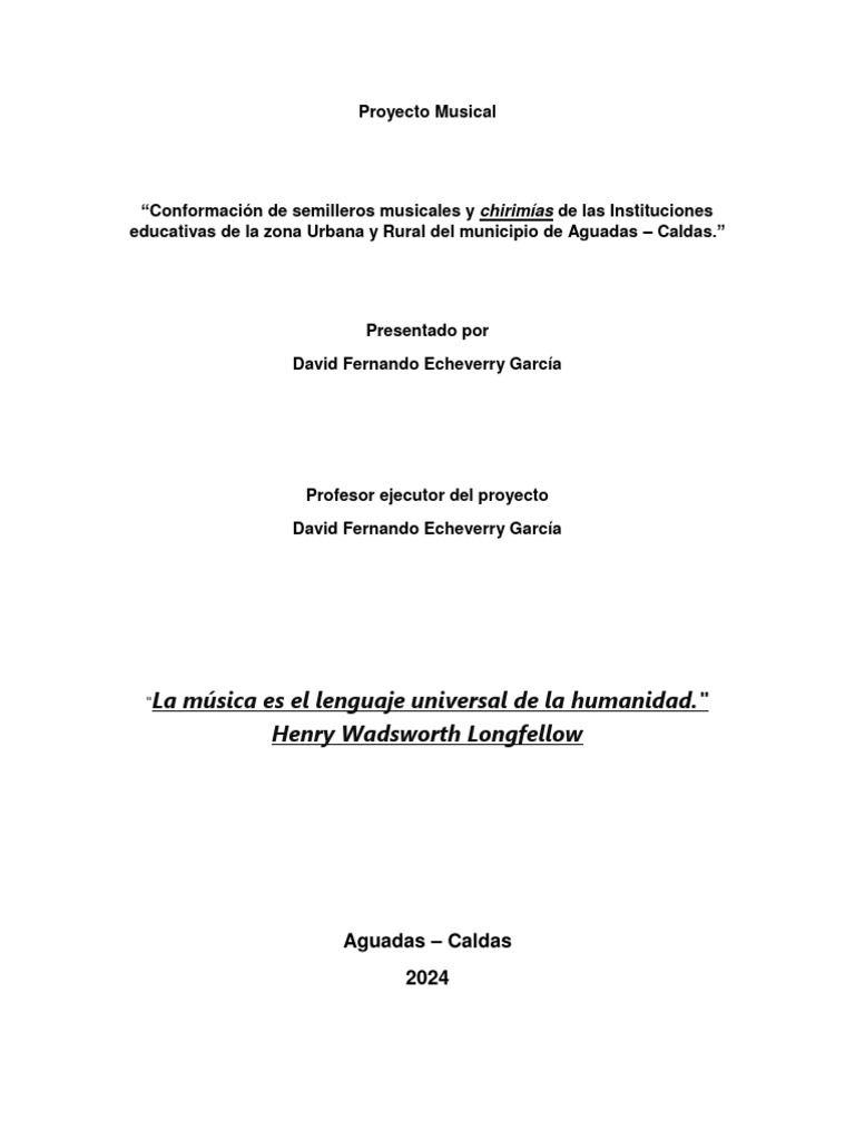Proyecto Musical | PDF | Instrumentos musicales | Escuelas