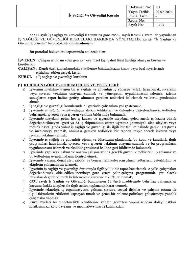 Tünel İsg Kurul Tutanaklari | PDF