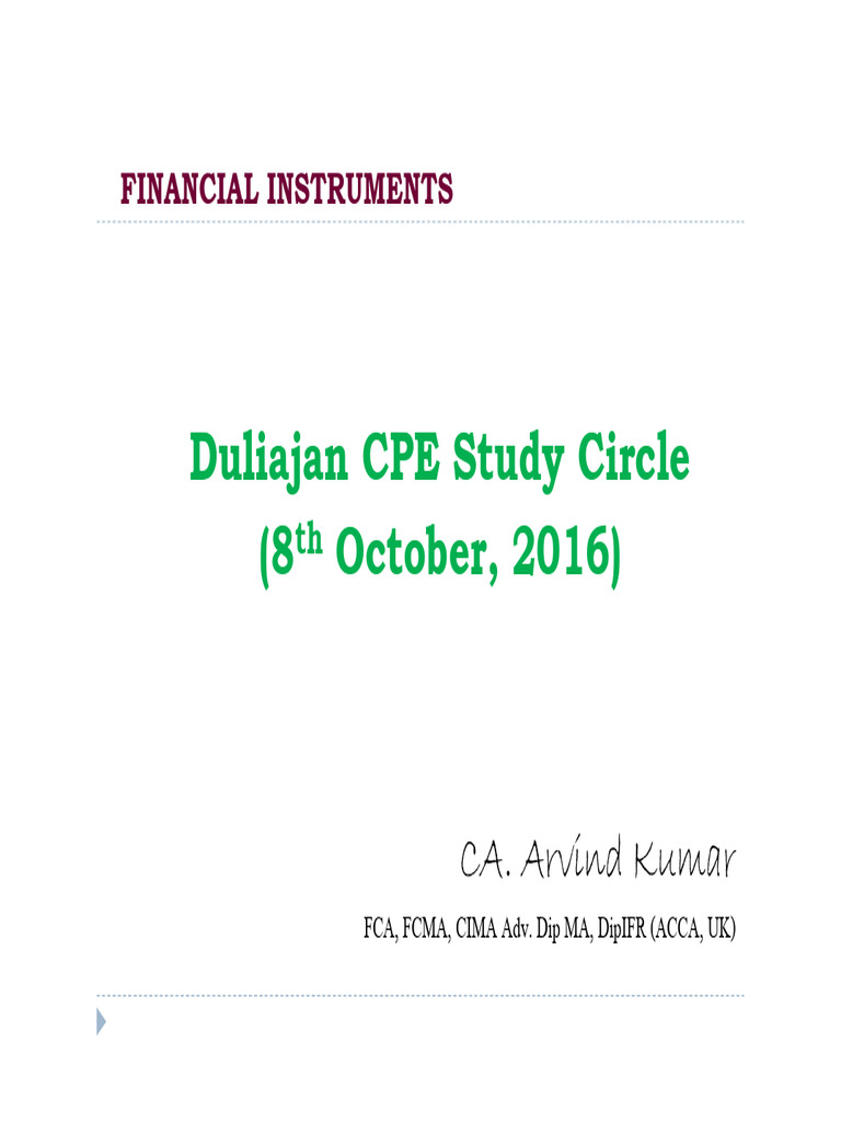 PPT_Financial Instruments | PDF | Fair Value | Equity (Finance)