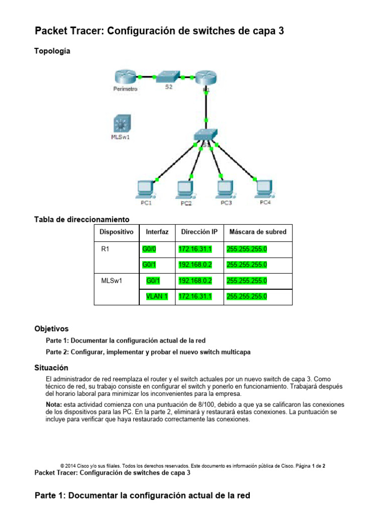 5.3.3.5 Packet Tracer - Configure Layer 3 Switches Instructions - TORRES MACEDO | PDF ...