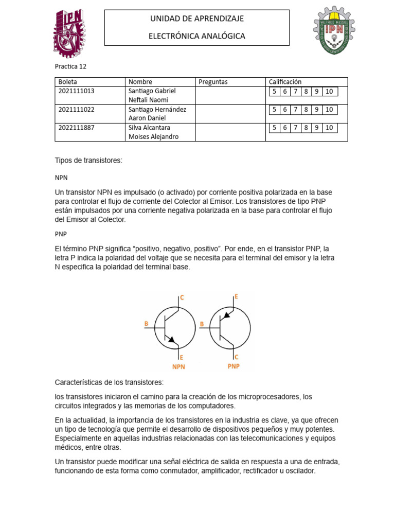 Emisor Comun NPN | Descargar gratis PDF | Transistor | Transistor de ...