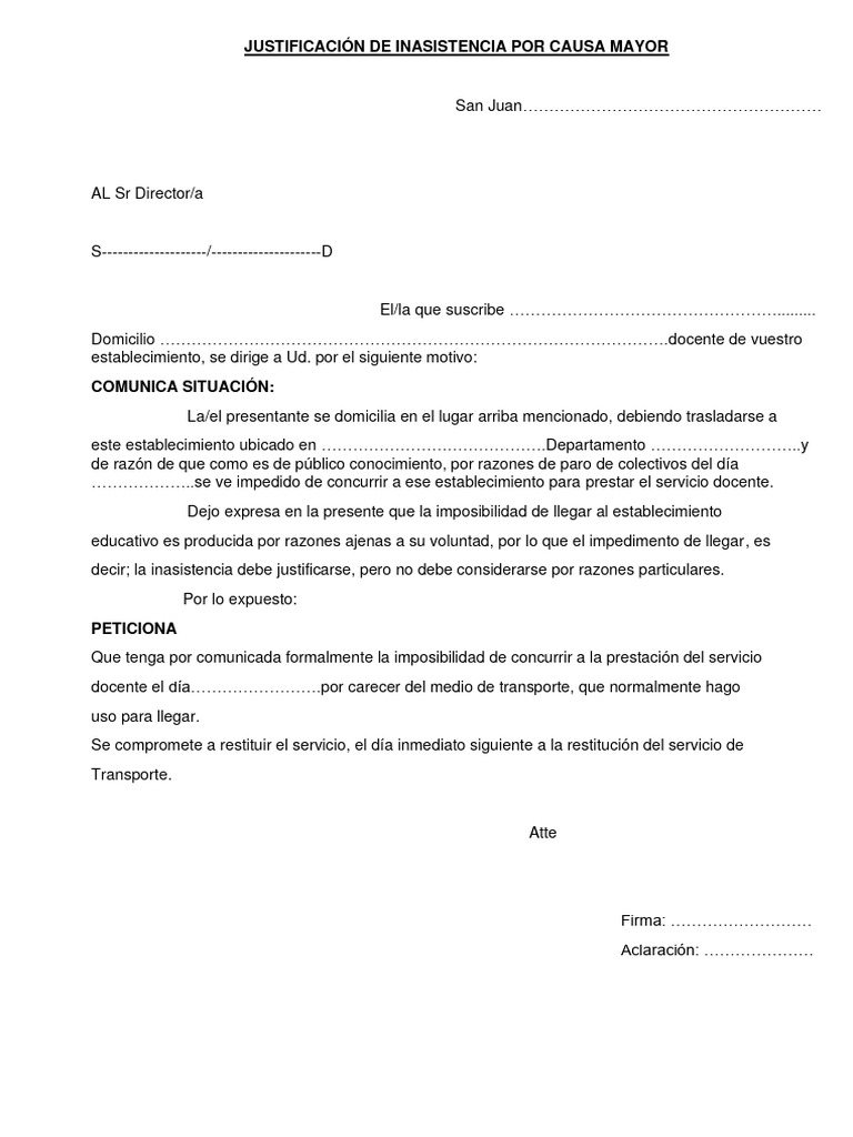 Justificación por Paro de Colectivos | PDF