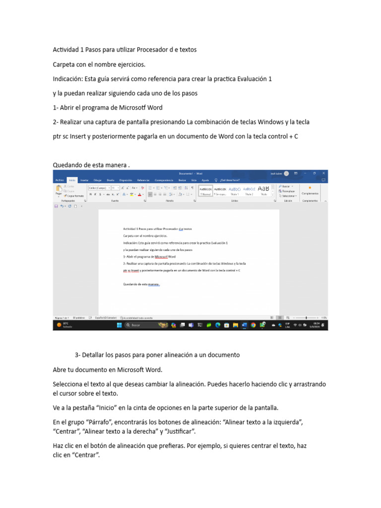 Actividad 1 Pasos para utilizar Procesador d e textos | PDF