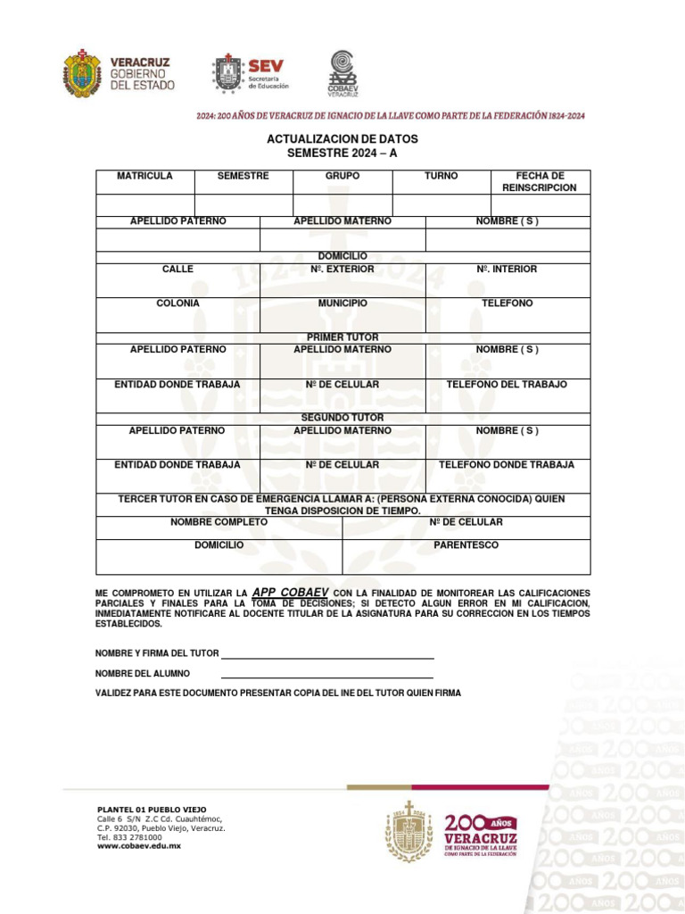 Actualización de Datos Cobaev 2024 | PDF