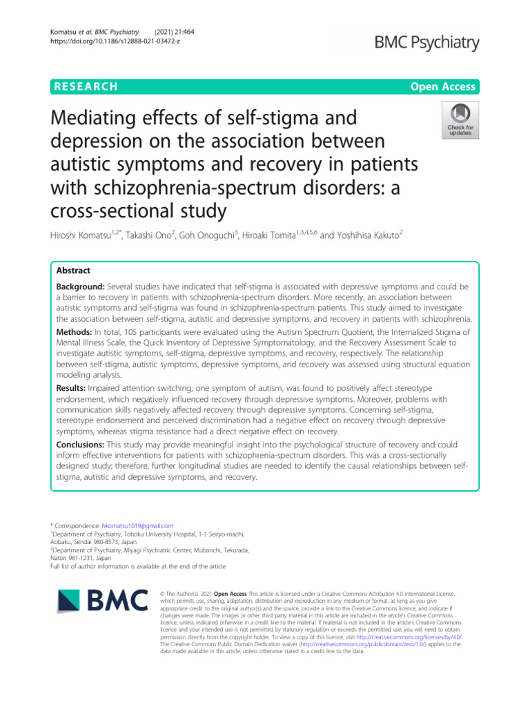 Mediating Effects of Self-Stigma An | PDF | Mental Disorder | Social Stigma