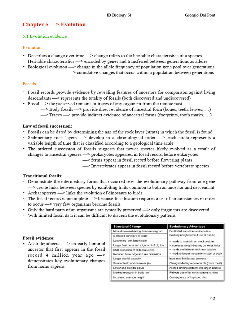 Biology Evolution Notes | PDF | Evolution | Natural Selection