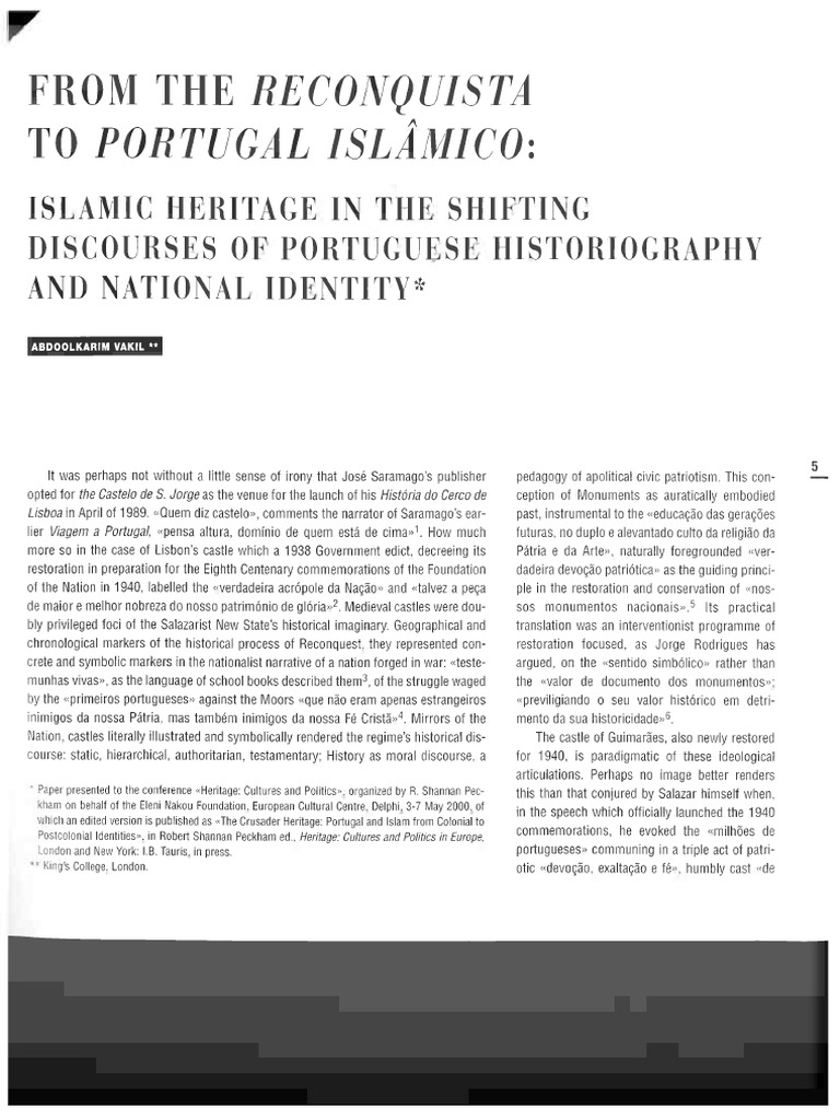 Vakil From The Reconquista To Portugal Islamic | PDF