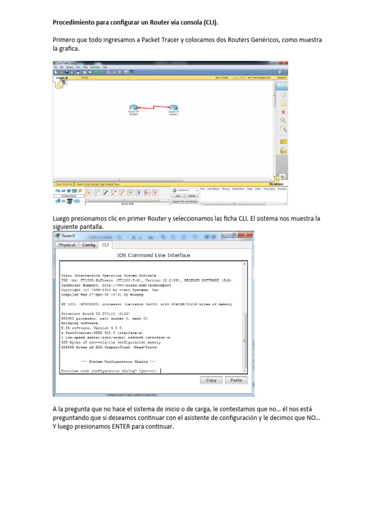 Configuración de Router por CLI | PDF | Enrutador (Computación) | Dirección IP