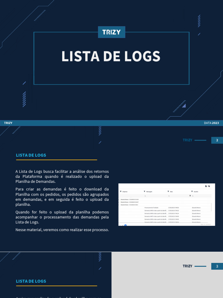 Lista de Logs (1) | PDF | Informática | Tecnologia da Informação