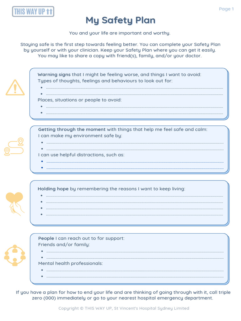 My Safety Plan 2022 | PDF | Thought | Psychological Concepts