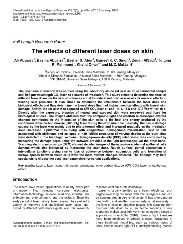 Laser Effects on Skin Structure | PDF | Epidermis | Epithelium