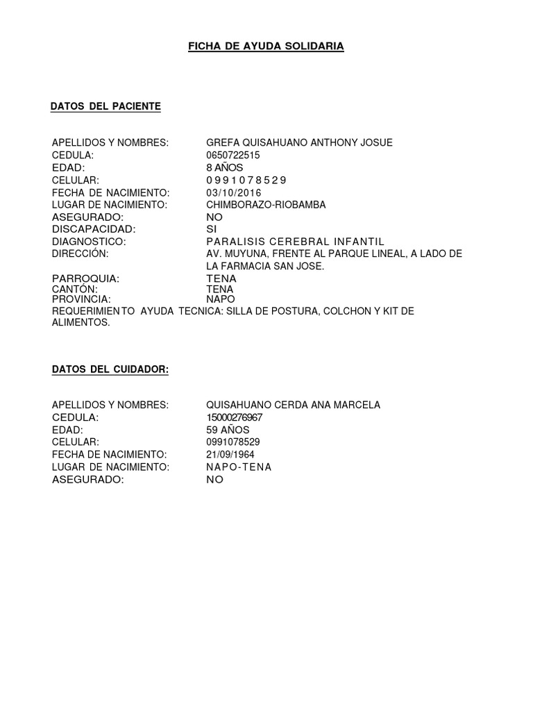 Ficha Ayuda Técnica Anthony Grefa | PDF