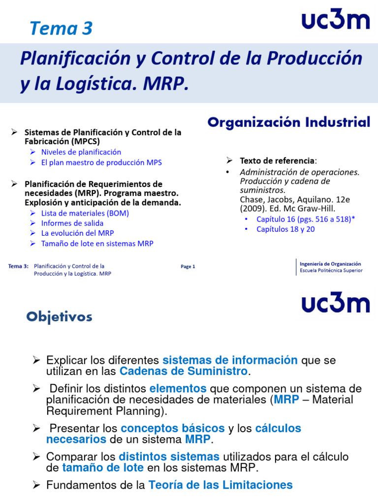 2022 - 23 - OI - T3 - Planif Control MRP | PDF | Planificación de recursos empresariales | Logística