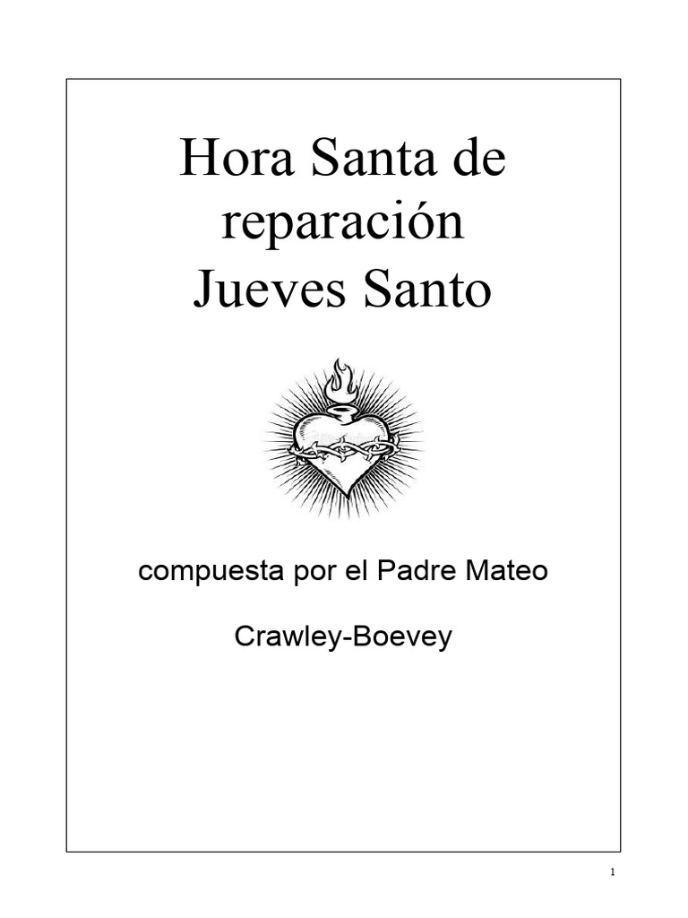 Hora Santa de Reparación Jueves Santo | Descargar gratis PDF | eucaristía | María, madre de Jesús