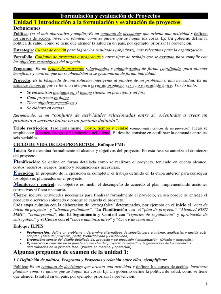 Resumen Proyectos | Descargar gratis PDF | Riesgo | Capital de trabajo