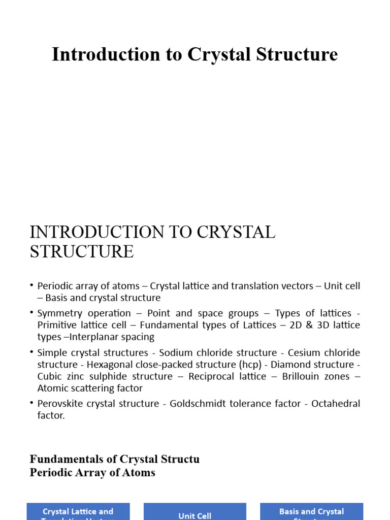 Introduction To Crystal Structure | PDF | Technology & Engineering ...