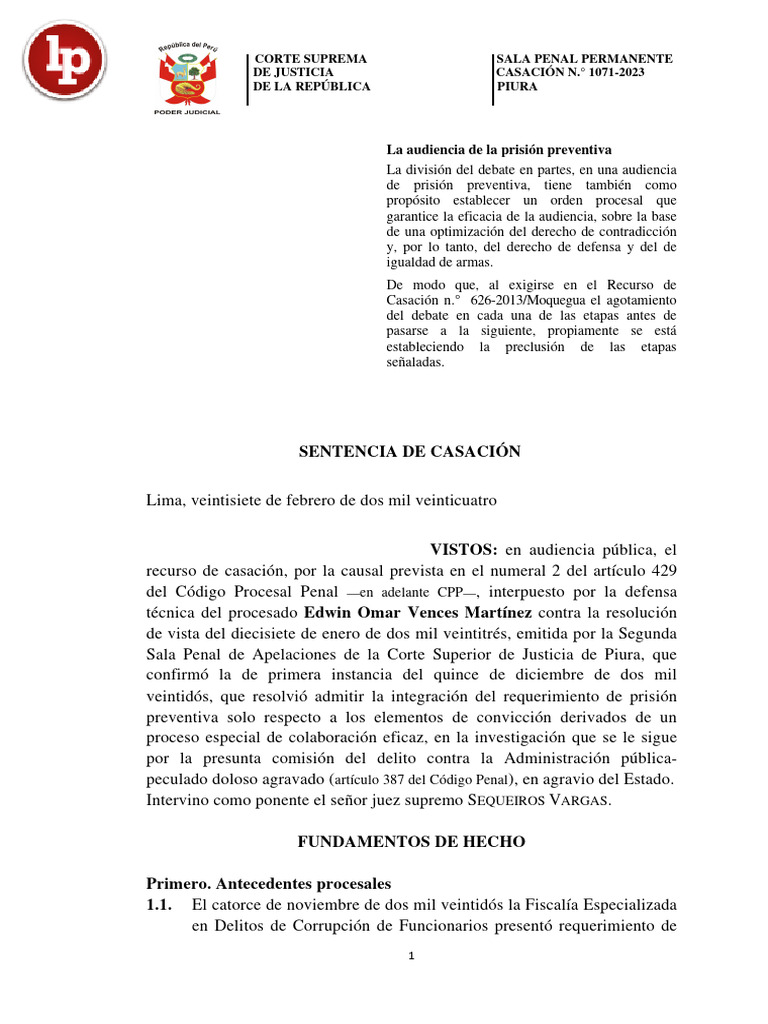 Casacion 1071 2023 Piura LPDerecho | PDF | Ley procesal | Apelación Casacion 1071 2023 Piura LPDerecho | PDF | Ley procesal | Apelación