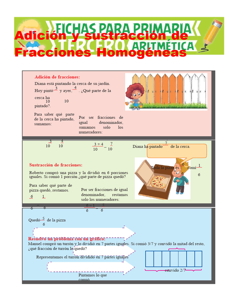 Adición y Sustracción de Fracciones | PDF | Matemáticas | Matemática ...