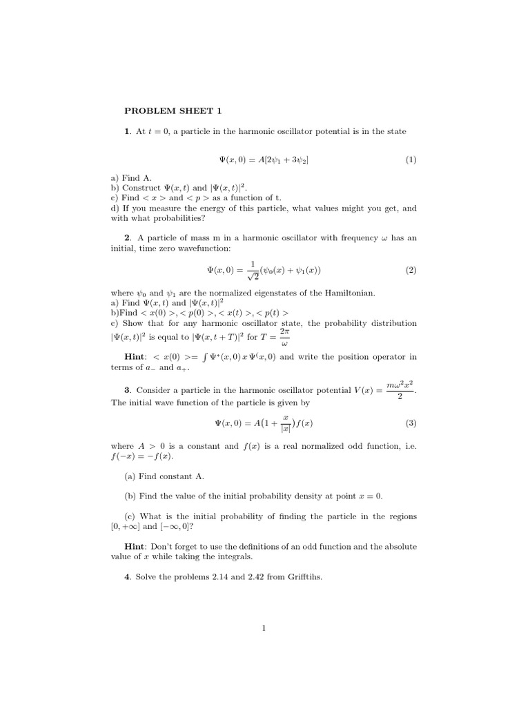 Problem Sheet 1 | PDF | Mechanics | Applied Mathematics