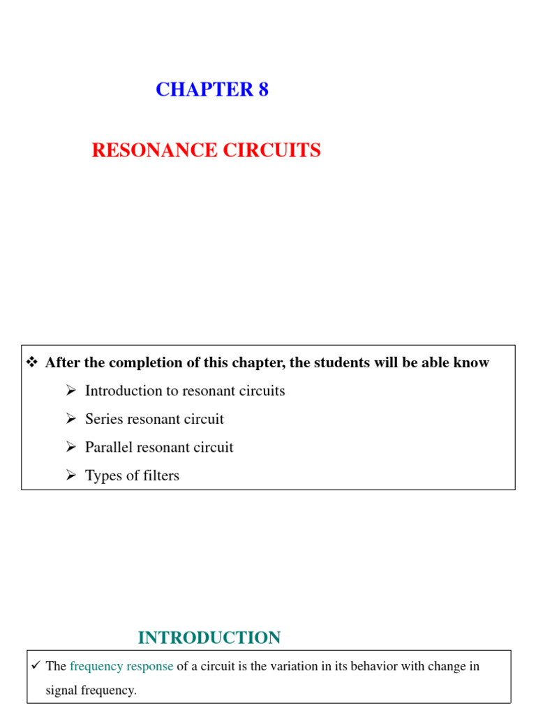 CH 8 | PDF | Resonance | Electrical Network