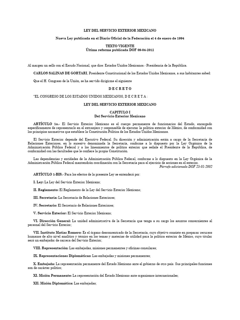 Servicio en El Extranjero | PDF | Cónsul (representante) | México