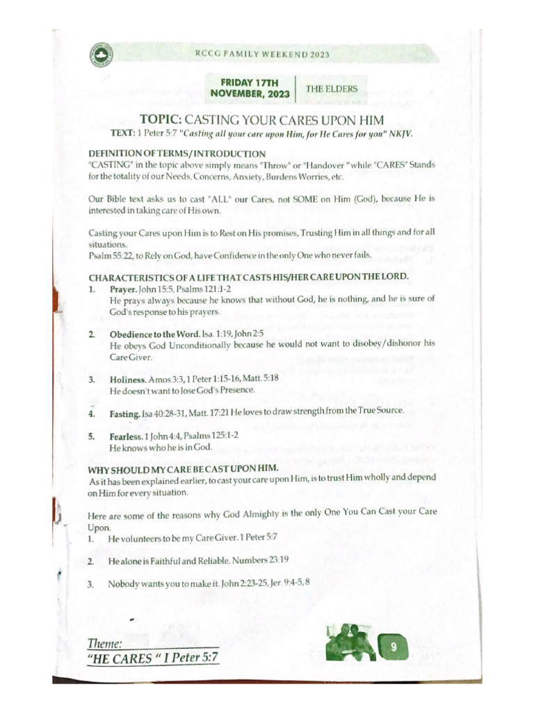 RCCG Family Weekend 2023 | PDF