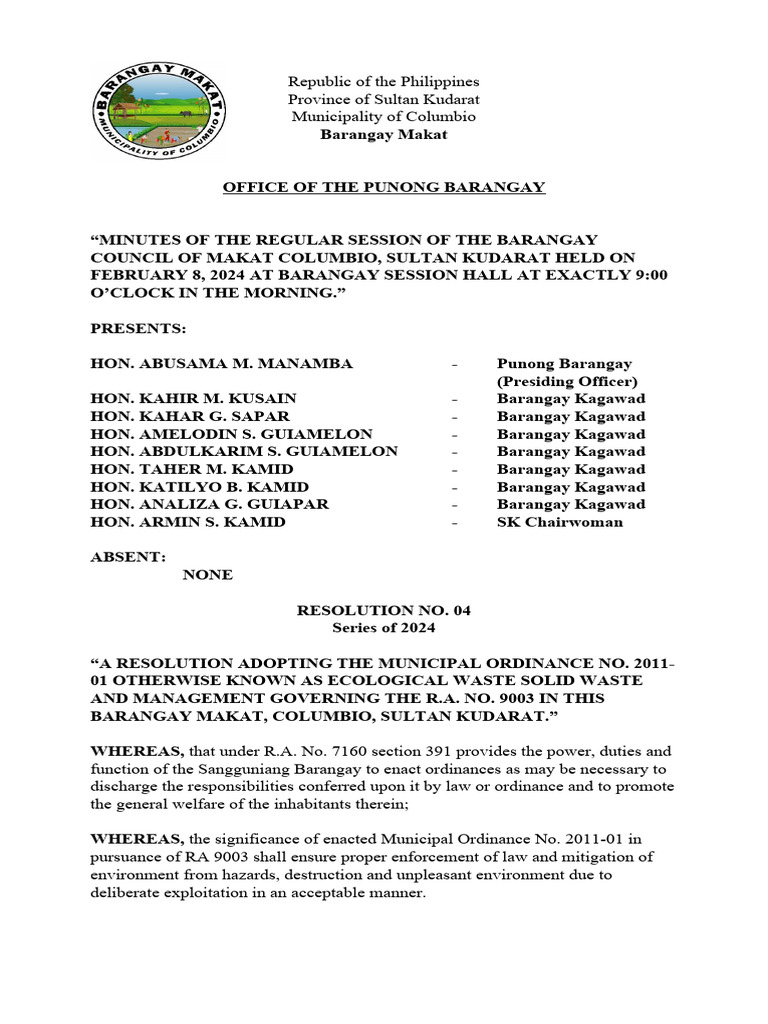 Reso Solid Waste | PDF | Public Law | Governance
