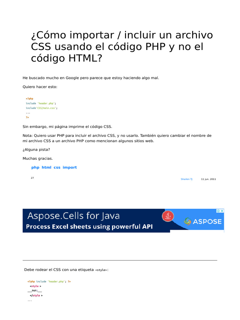 PHP - ¿Cómo Importar - Incluir Un Archivo CSS Usando El Código PHP y No ... PHP - ¿Cómo Importar - Incluir Un Archivo CSS Usando El Código PHP y No ...