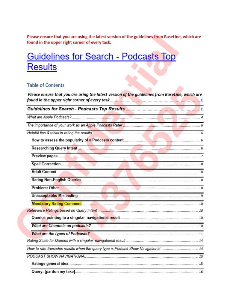 Guidelines For Search - Podcasts Top Results | PDF | Podcast | Podcasting