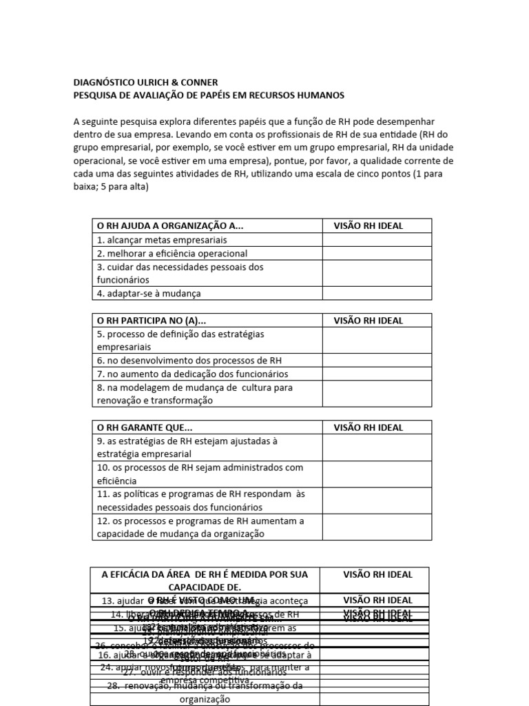 Questionário Papéis de RH | Download grátis PDF | Gestão de recursos ...
