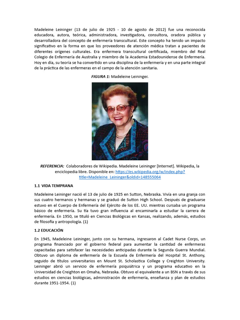 Madeleine Leininger | PDF | Enfermería