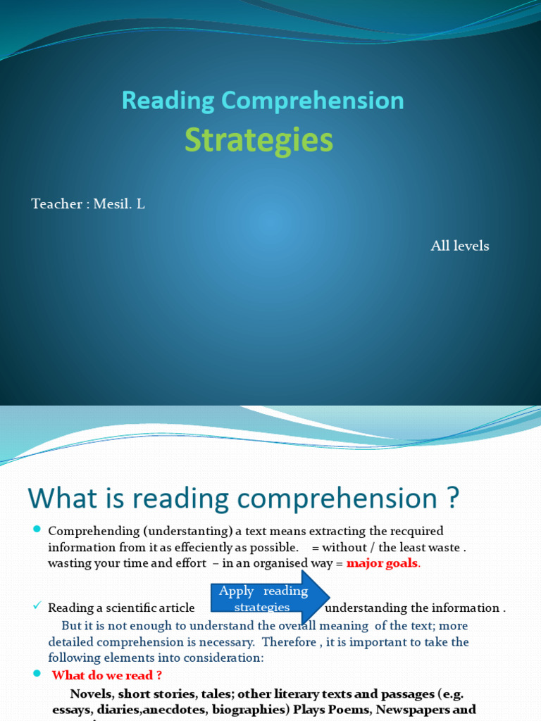 Reading Comprehension | PDF | Reading Comprehension | Speed Reading