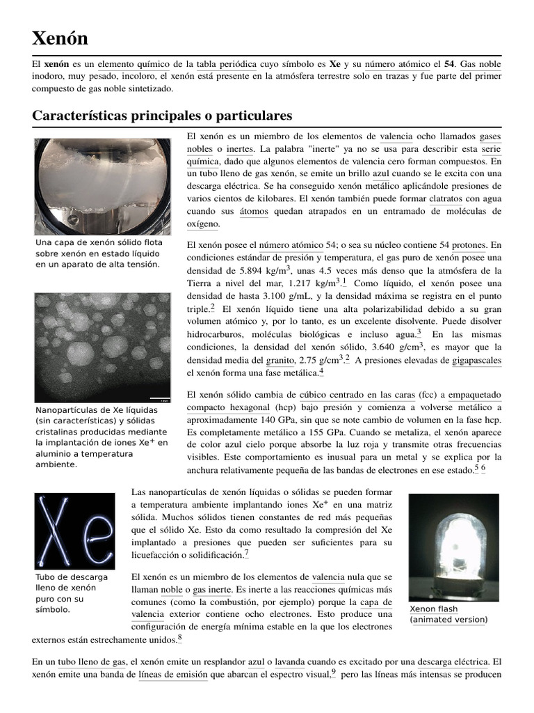 Xenón | PDF | Materiales | Átomos